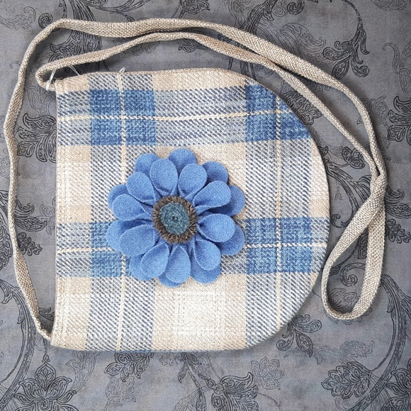 Hand Crafted | Bags | Unique Blue Plaid Handmade Crossbody Purse With ...